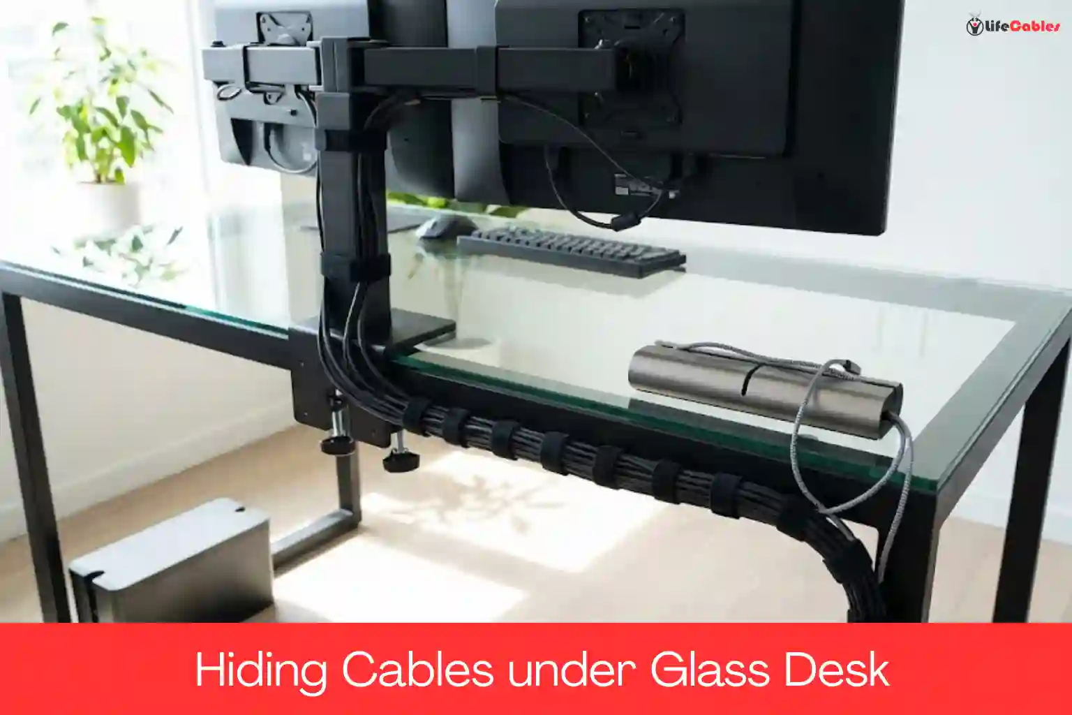 How to Hide Cables on Glass Desk Without Adhesive (100% Clean ...